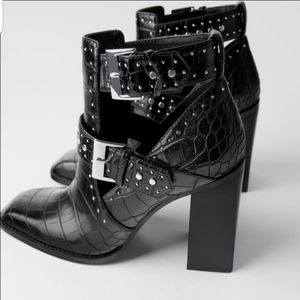 Zara | Shoes | Zara Studded Animal Print Ankle Boots | Poshmark